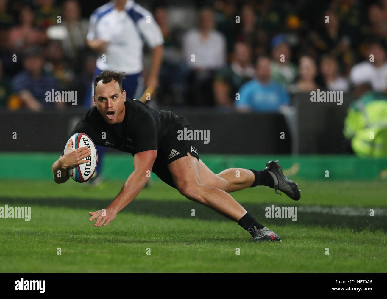 DURBAN, SOUTH AFRICA - OCTOBER 08: Israel Dagg of New Zealand over for ...