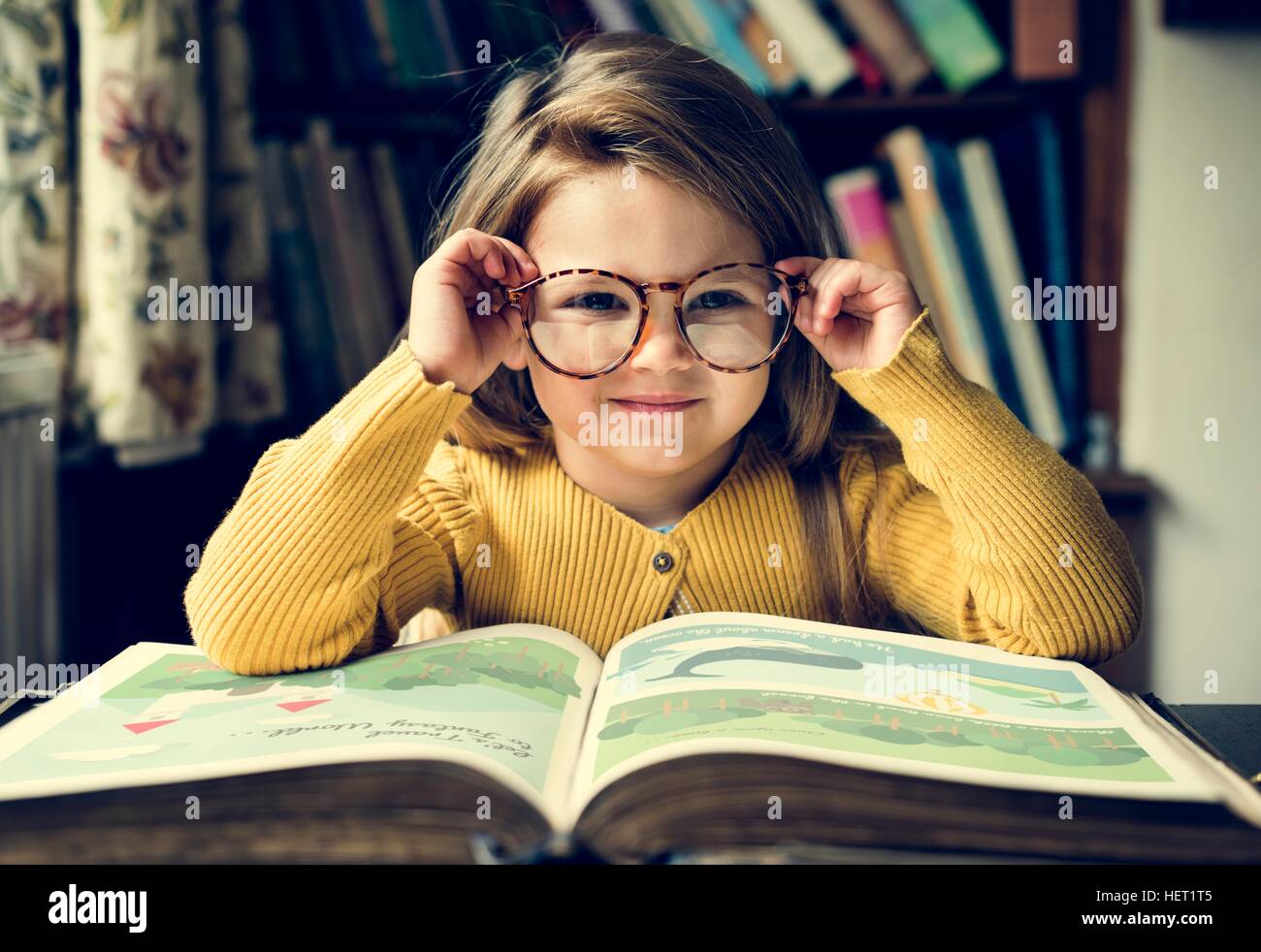 Adorable Cute Girl Reading Storytelling Concept Stock Photo - Alamy
