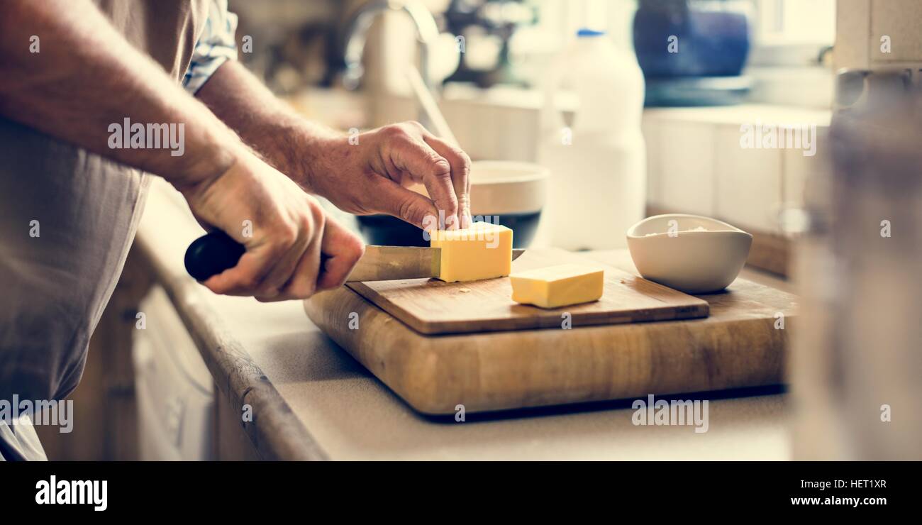 Man Mixing Butter Pastry Bakery Concept Stock Photo - Alamy
