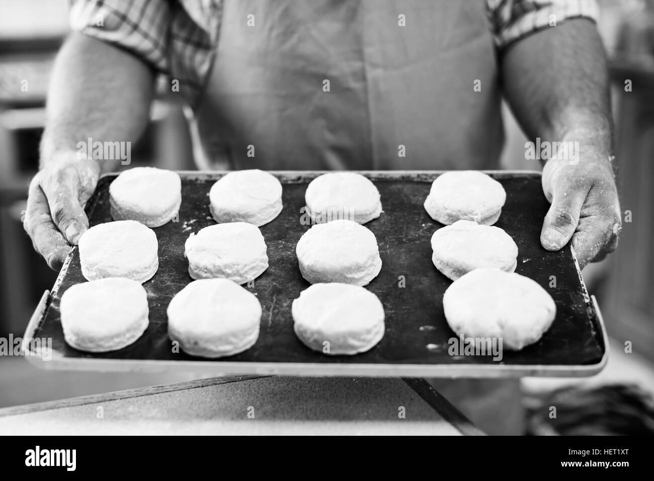 Hands Holding Dough Tray Scone Bakery Concept Stock Photo - Alamy