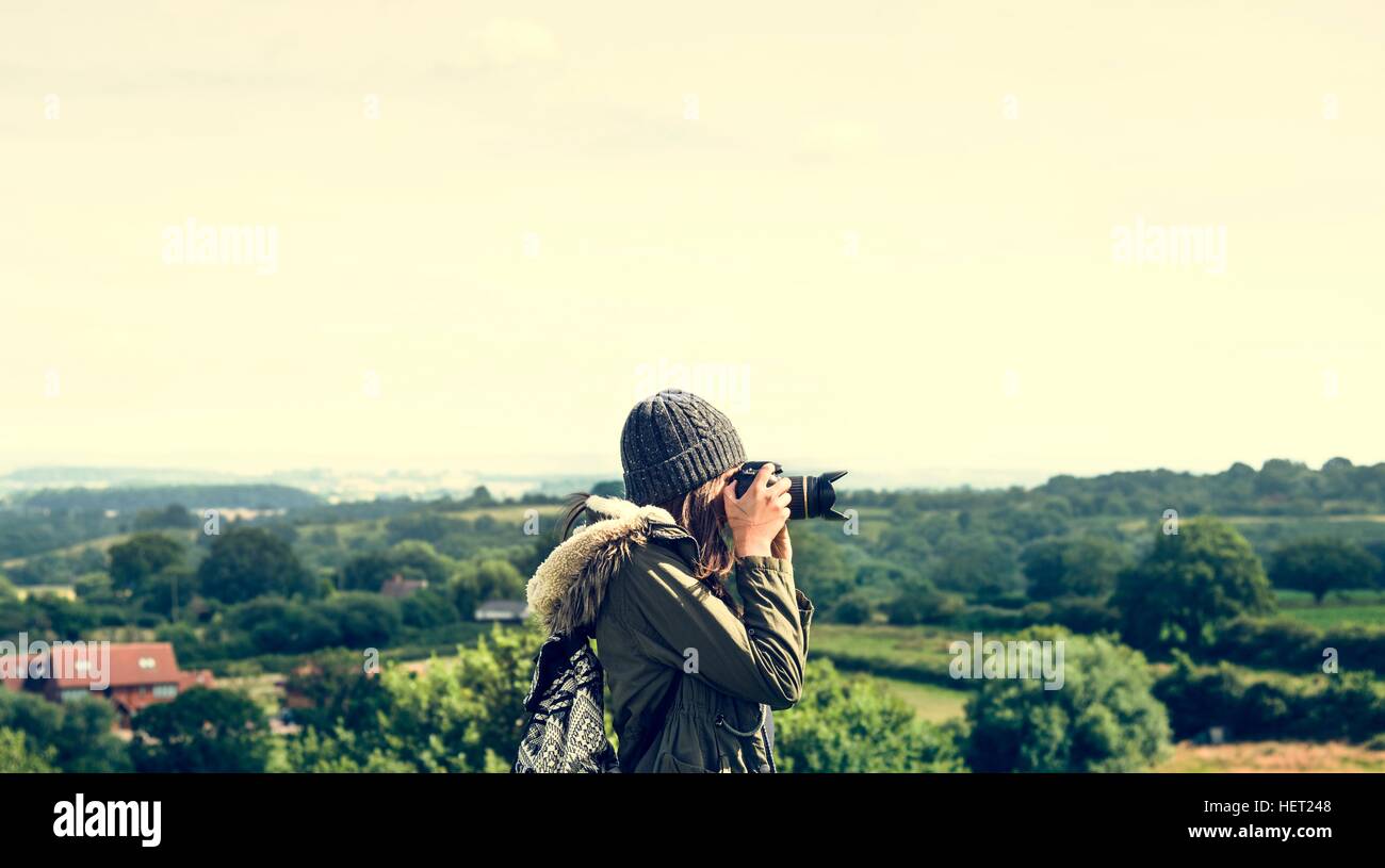 Woman Photography Camera Nature Environment Concept Stock Photo - Alamy