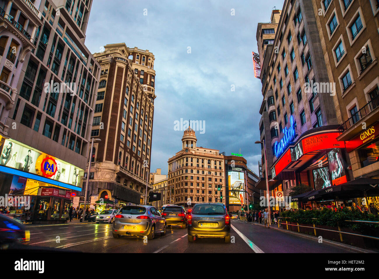 Gran Via street. Madrid, Spain Stock Photo - Alamy