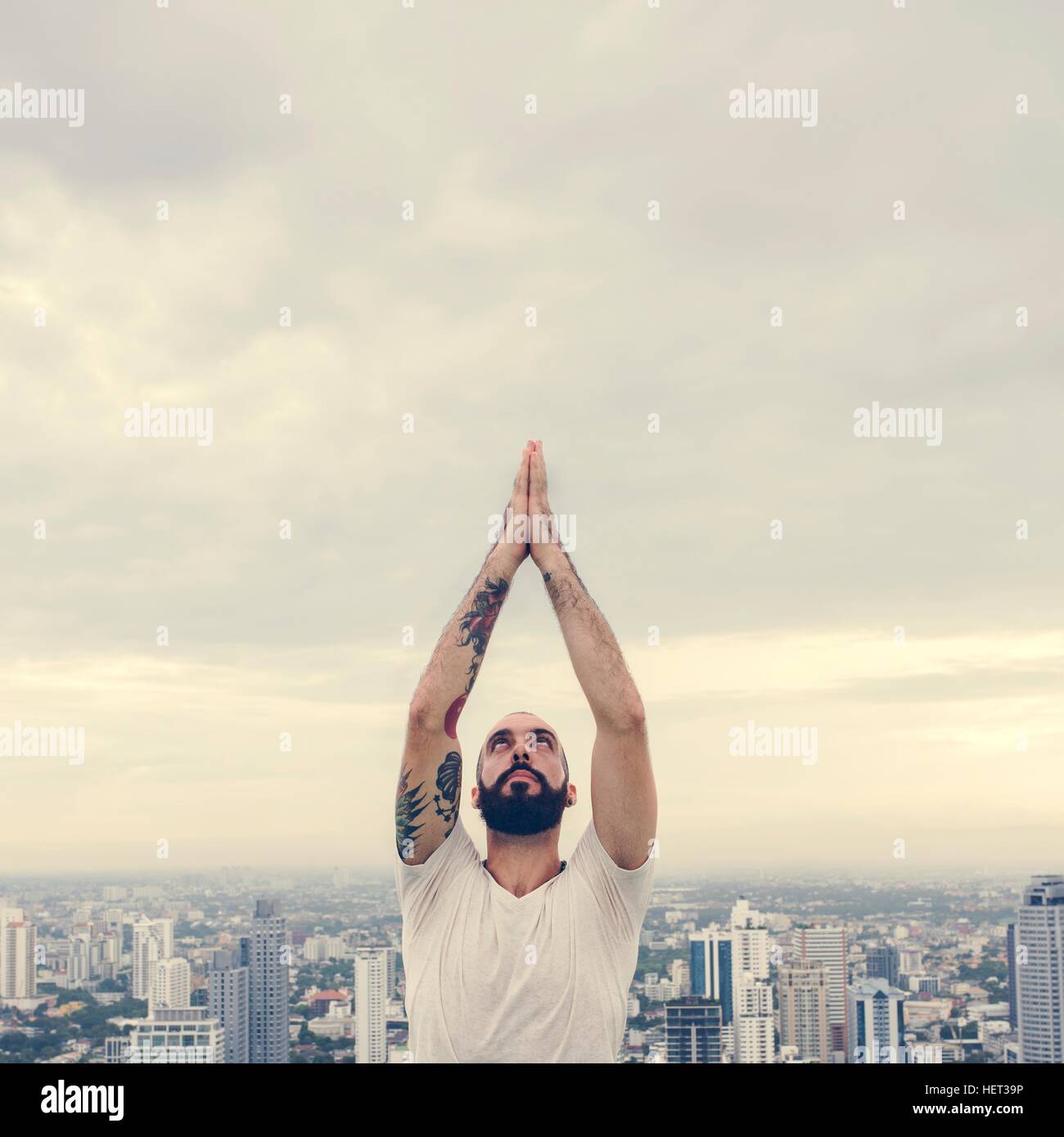 Man Practice Yoga Rooftop Concept Stock Photo - Alamy