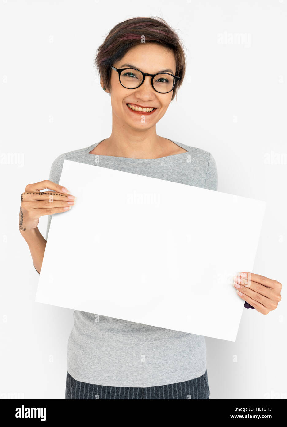 Woman Portrait Copy Space Studio Background Concept Stock Photo - Alamy