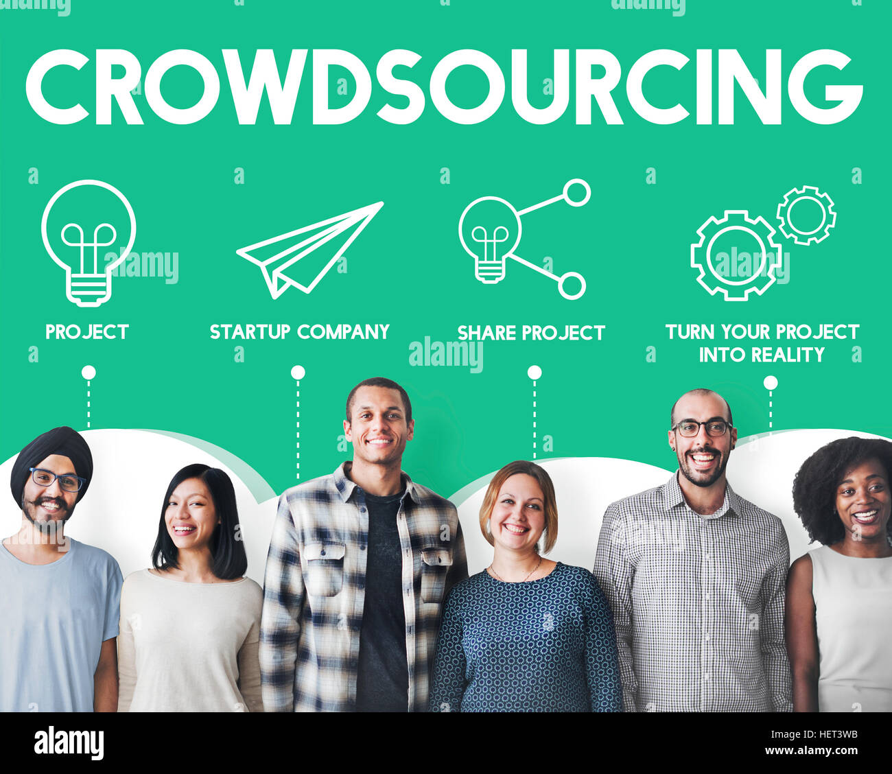 Crowdfunding Startup Business Crowdsourcing Cooperation Graphic Concept ...