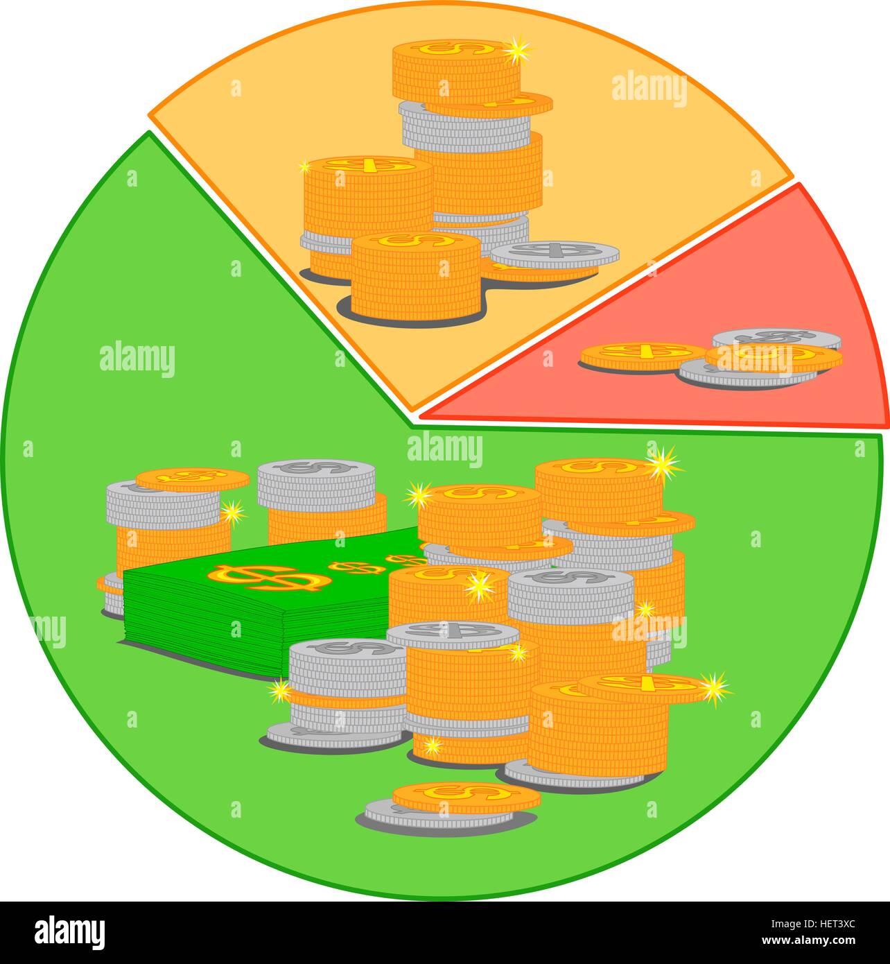 vector of circle charts with money icon Stock Vector Image & Art - Alamy