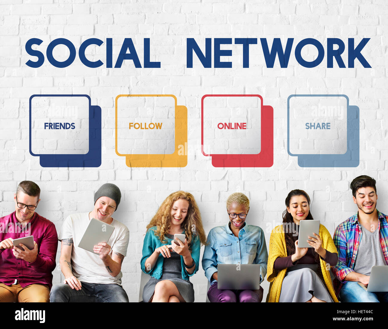 Social Media Box Buttons Concept Stock Photo - Alamy