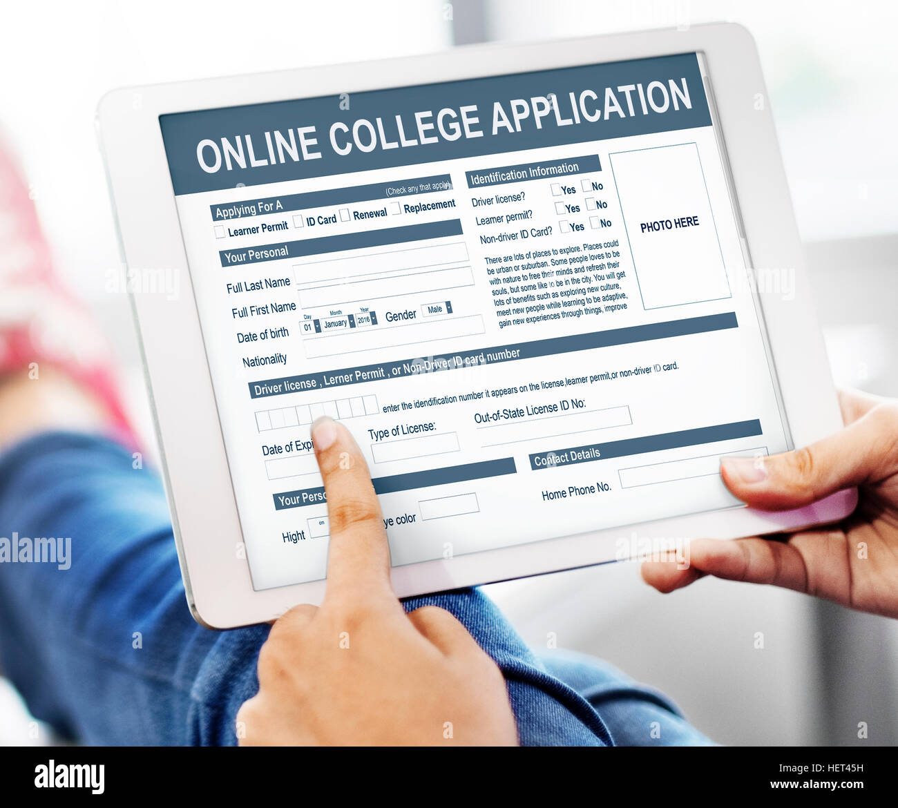 Online Collage Application Document Form Concept Stock Photo - Alamy