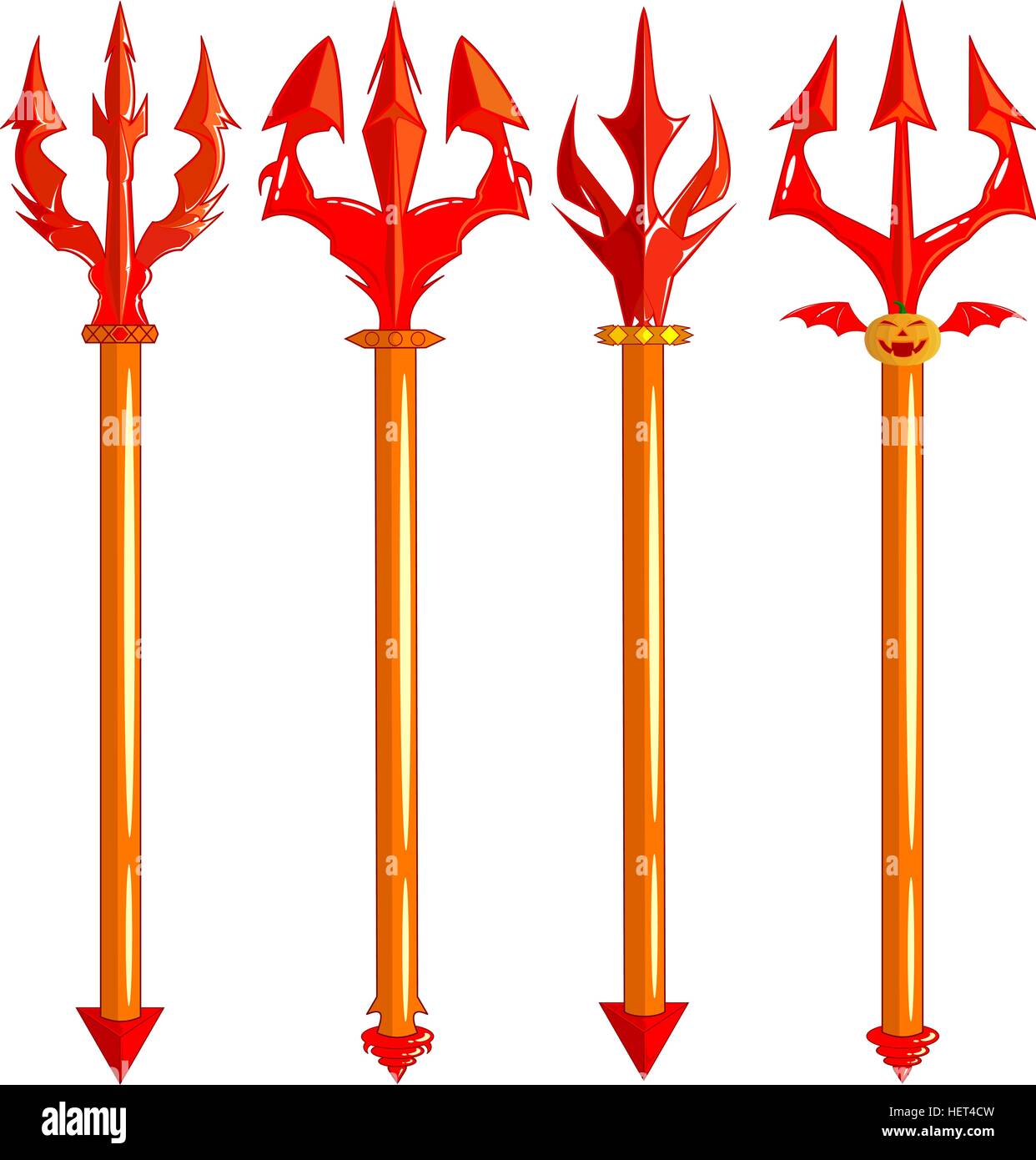 vector illustration of red trident set isolated on white background for ...