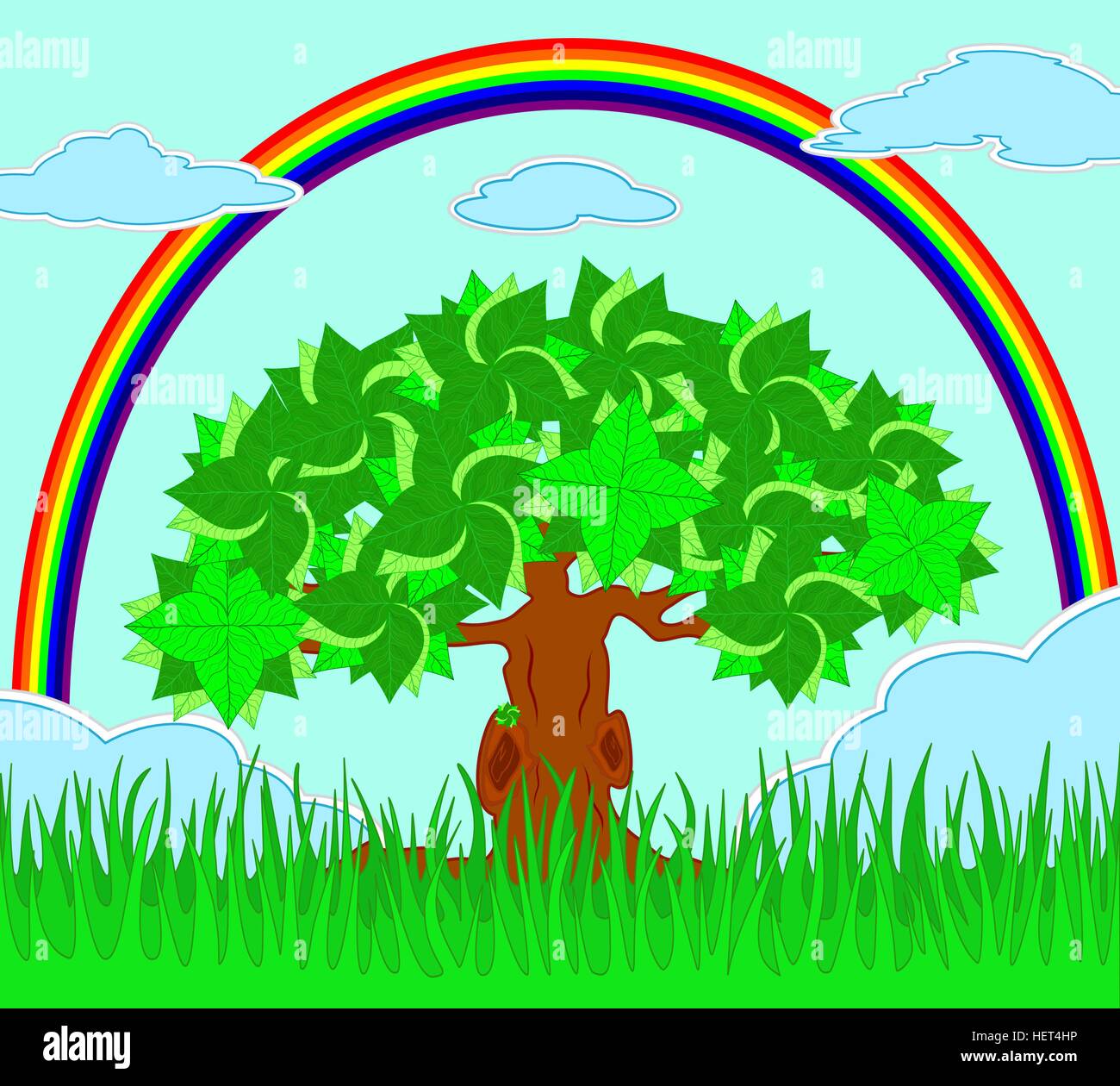 Green field rainbow Stock Vector Images - Alamy