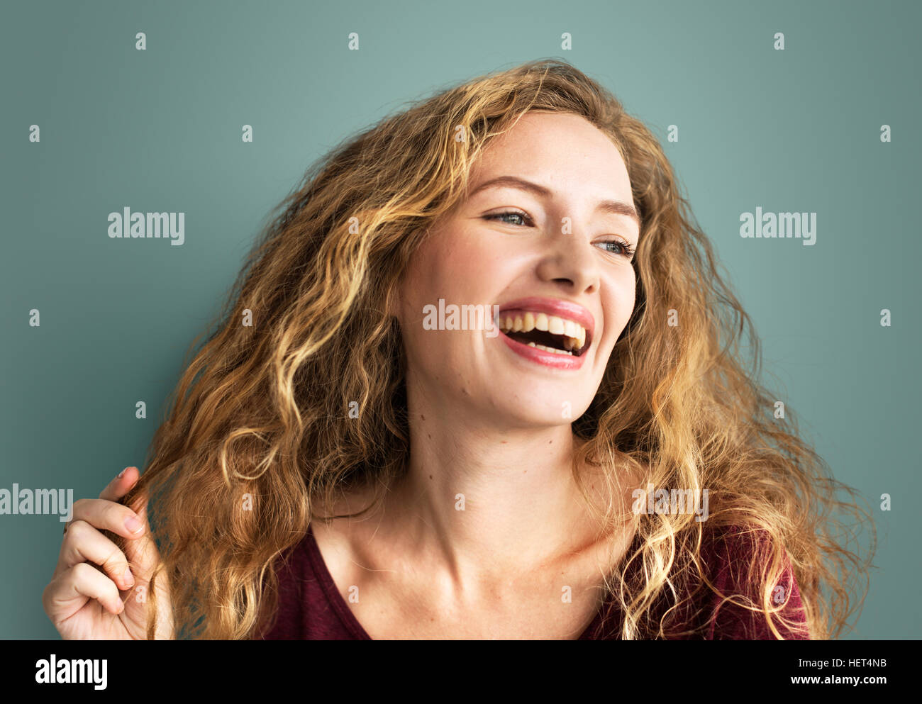 Young Woman Smiling Cheerful Concept Stock Photo - Alamy