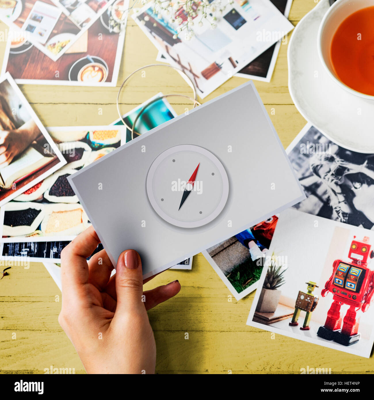 Compas Find Way Road Concept Stock Photo - Alamy