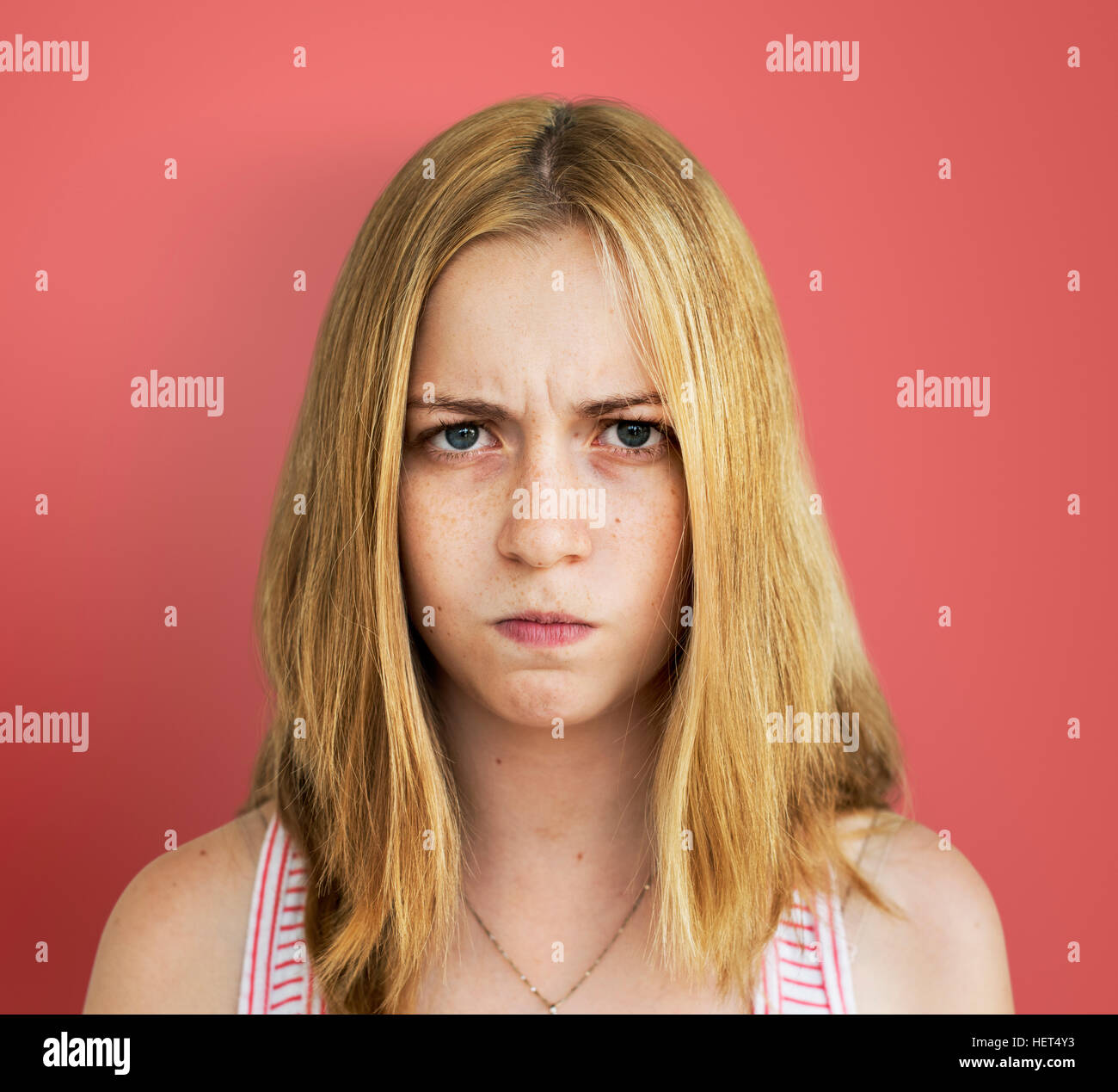 Young Girl Envy Irritated Concept Stock Photo - Alamy
