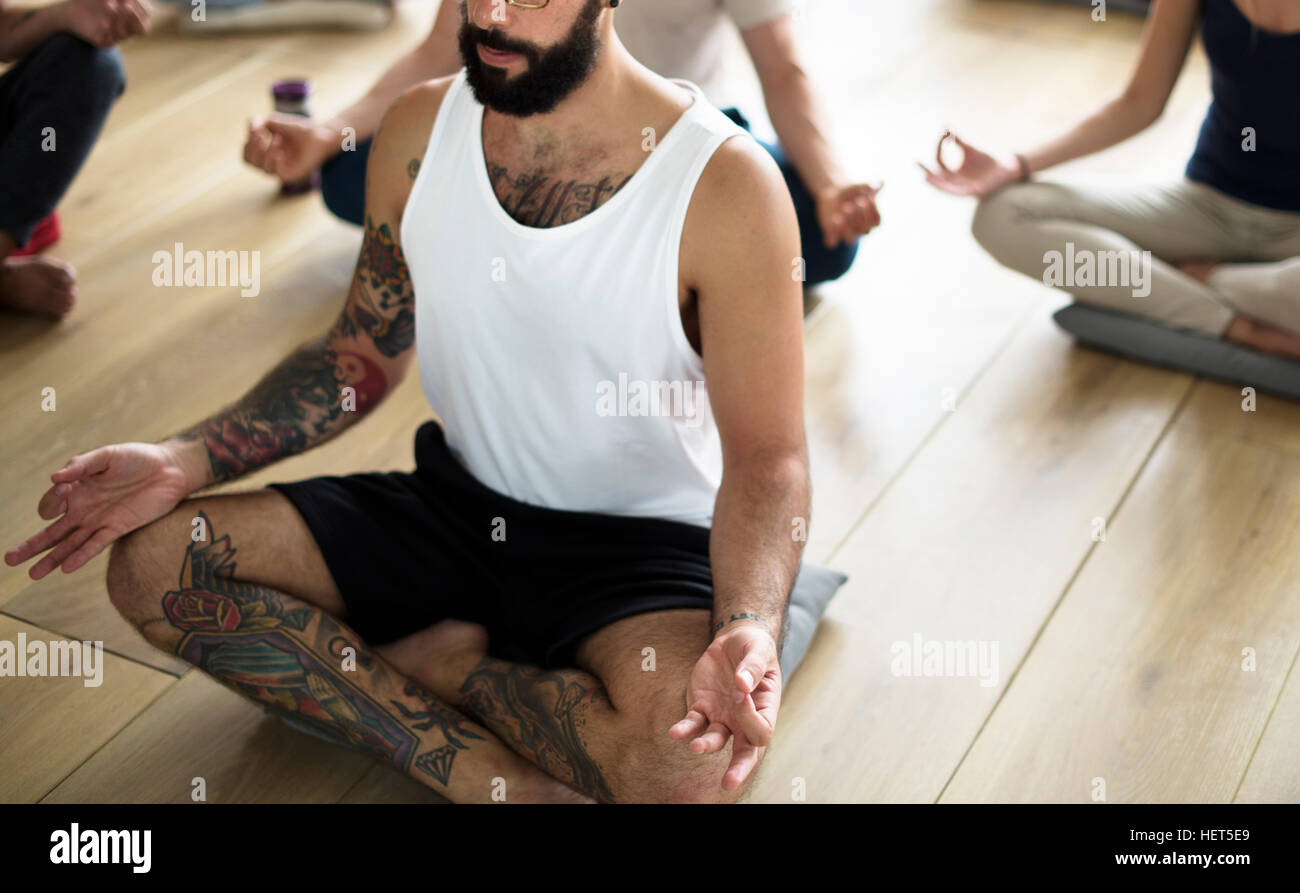 Exercise International Group Relaxation Fitness Concept Stock Photo - Alamy