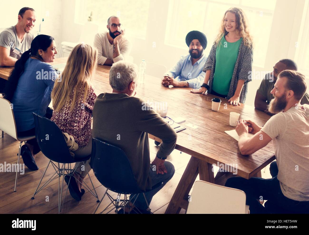 Meeting Table Networking Sharing Concept Stock Photo - Alamy