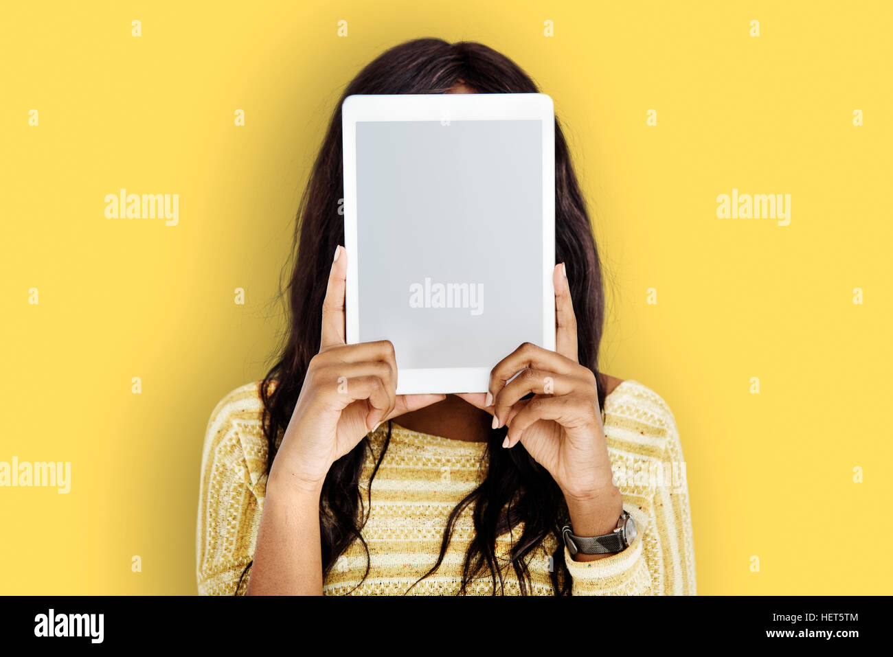 Person Holding Tablet Face Concept Stock Photo - Alamy