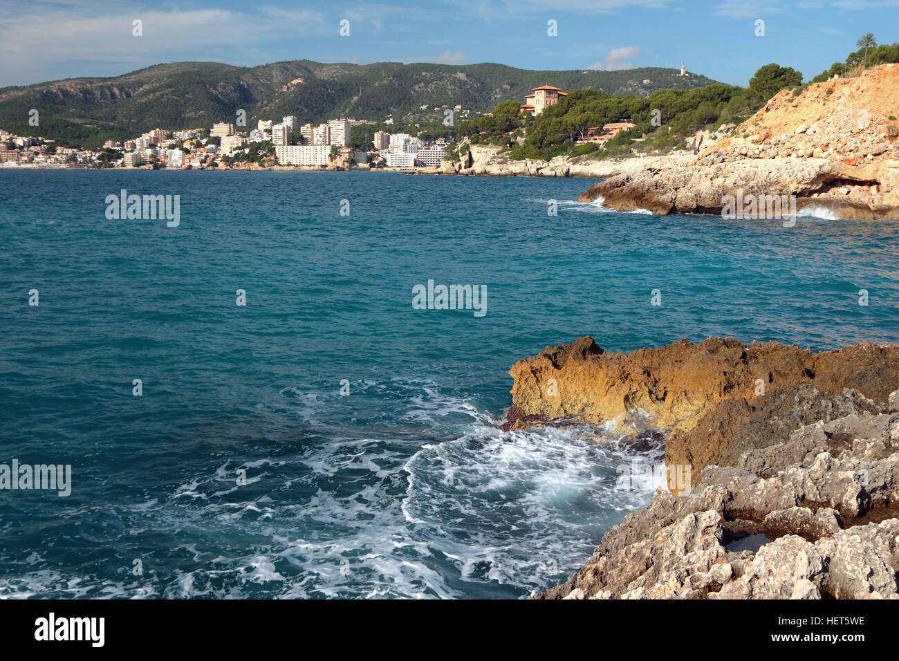 Mediterranean resort. Cala Major, Palma-de-Majorca, Spain Stock Photo ...