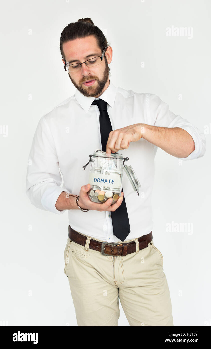 Man GIving Money Donation Charity Concept Stock Photo - Alamy