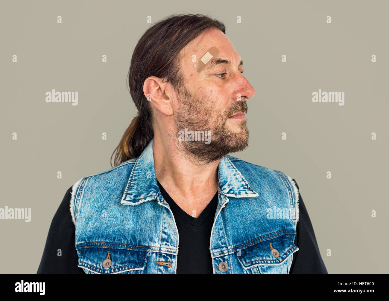 Man Hurt Bandage Painful Wound Injured Concept Stock Photo - Alamy