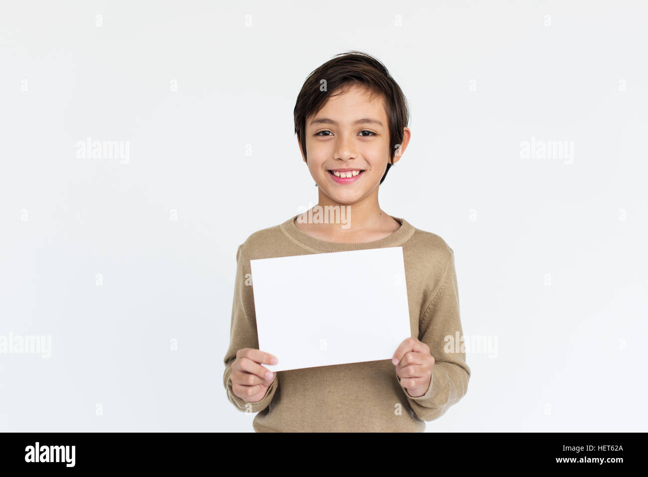 Boy Hold Plakard Copyspace Blank Concept Stock Photo - Alamy
