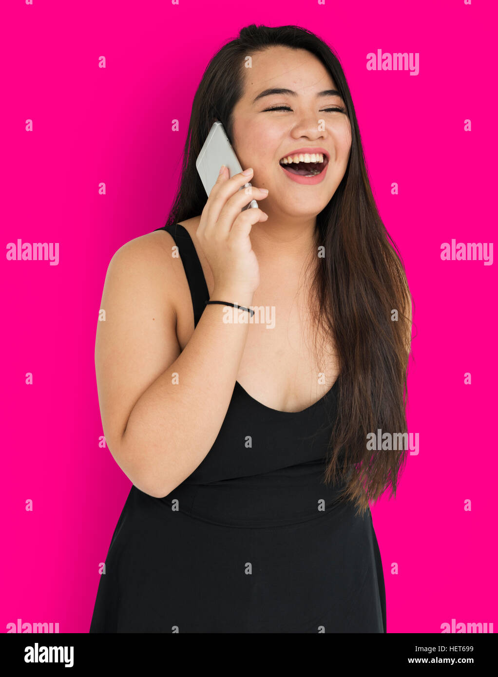 Woman Cheerful Portrait Studio Concept Stock Photo - Alamy