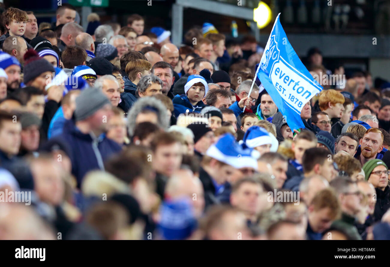 Everton fans in the stands Stock Photo - Alamy