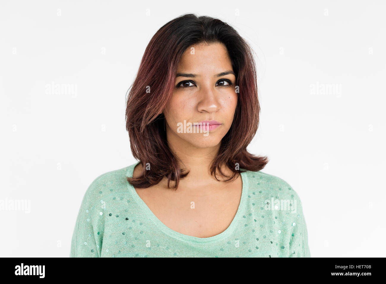 Woman Portrait Expression White Background Concept Stock Photo - Alamy
