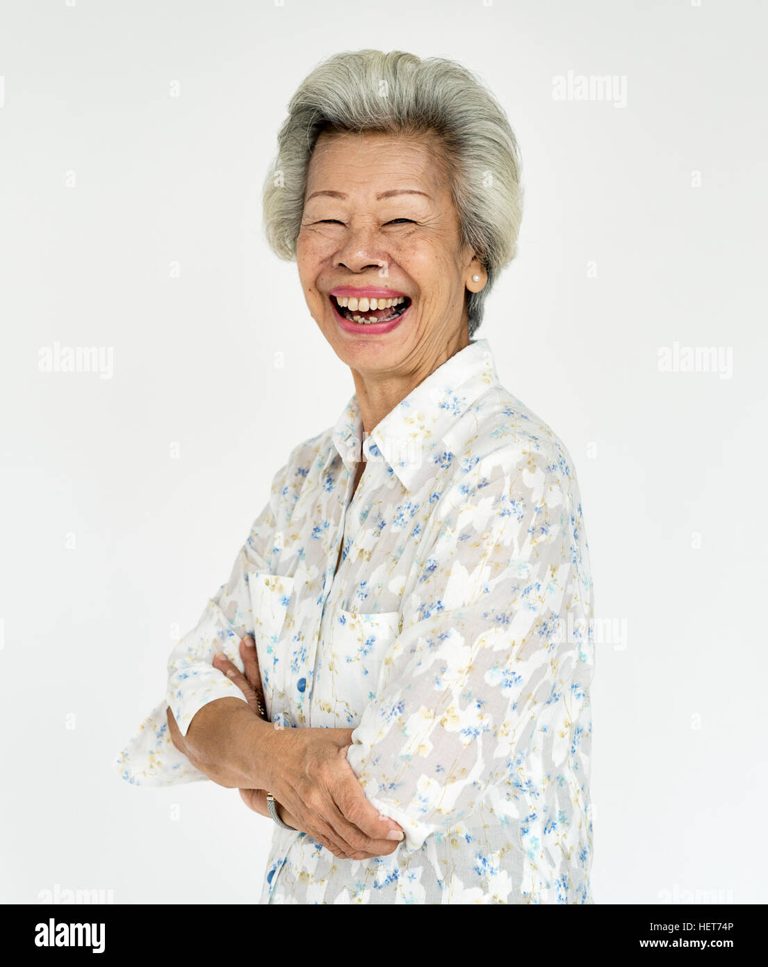 Cheerful Lady Smiling Side View Concept Stock Photo - Alamy
