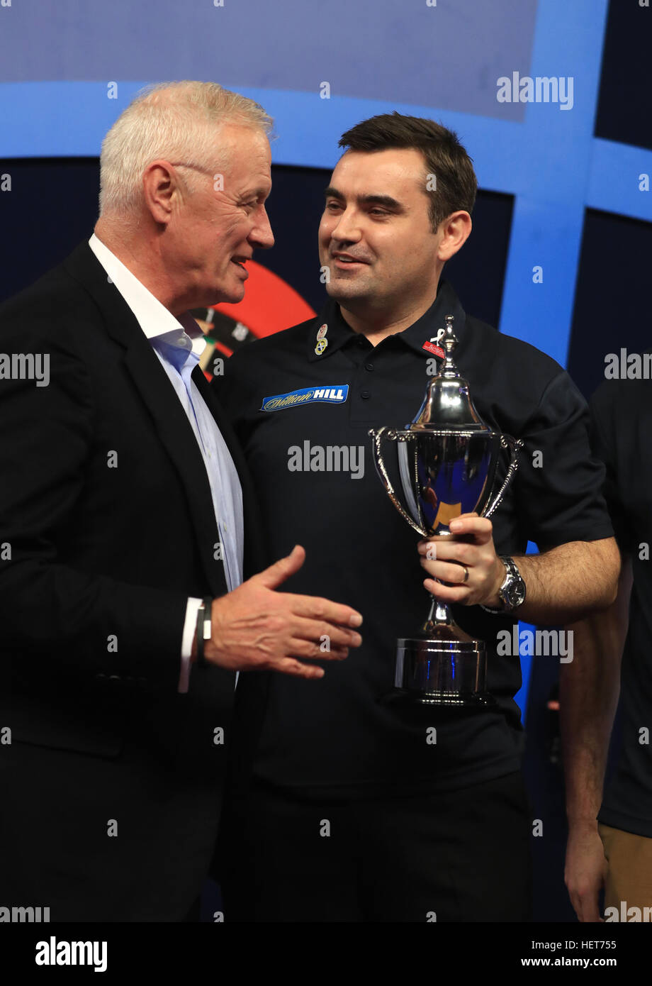 The winner of the parliamentary darts challenge final Gavin Newlands ...