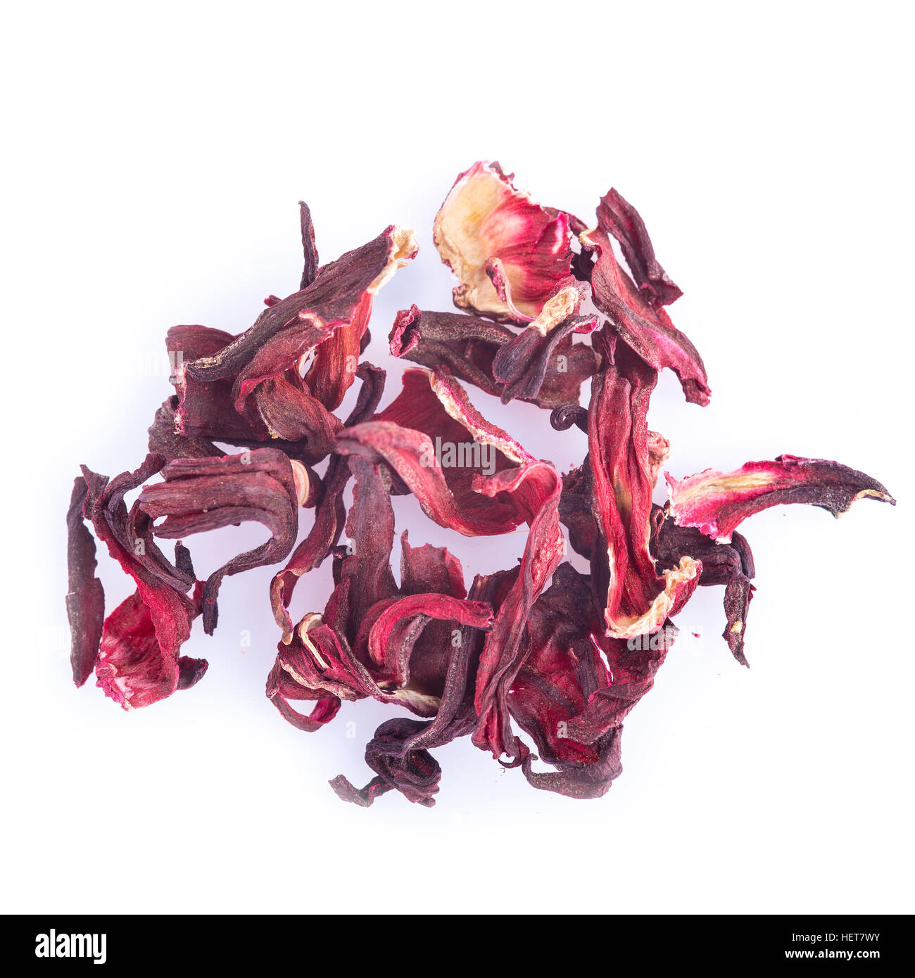 Dried hibiscus flowers isolated on a white background Stock Photo - Alamy