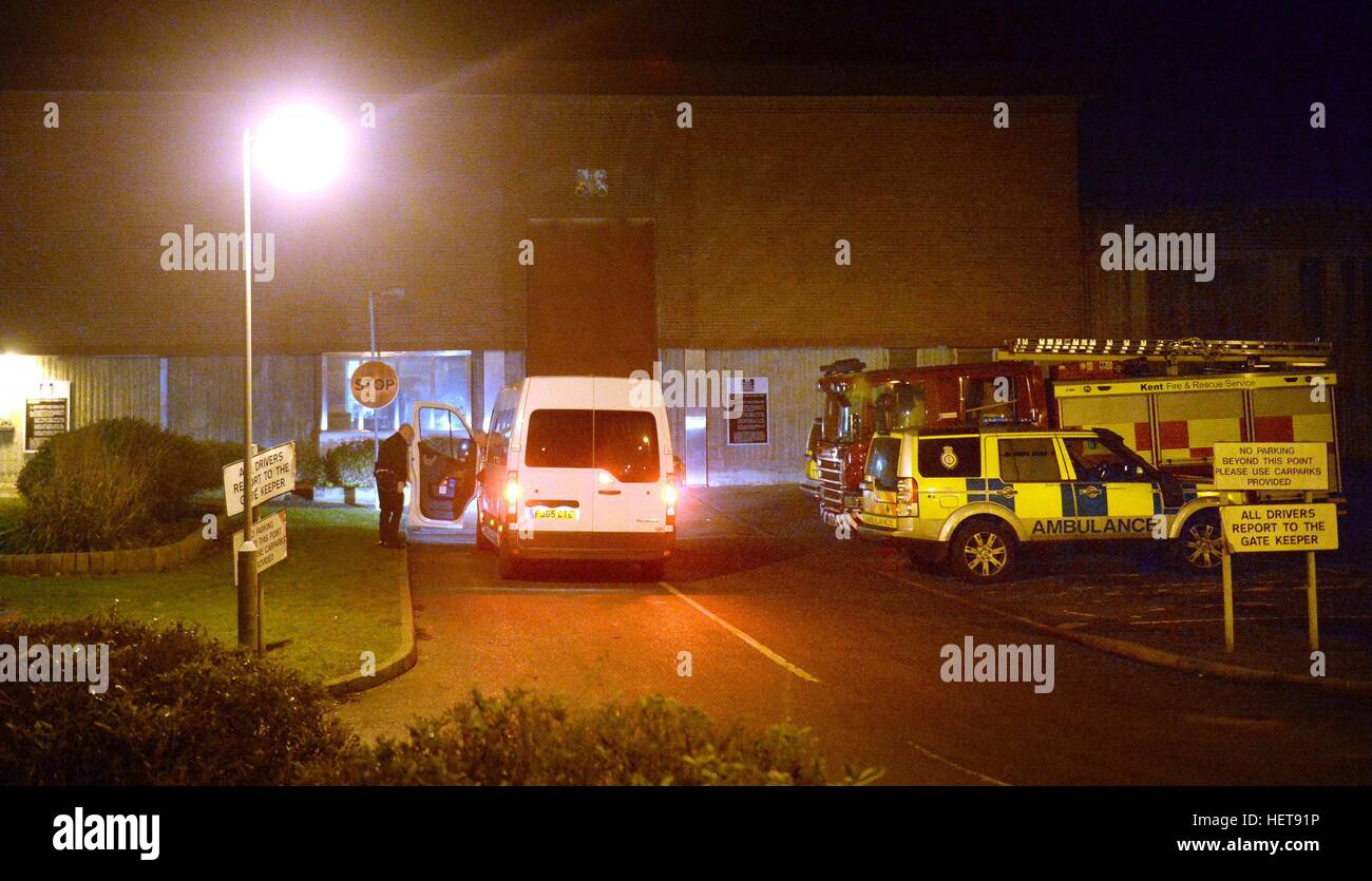 The scene at HMP Swaleside on the Isle of Sheppey in Kent where a ...