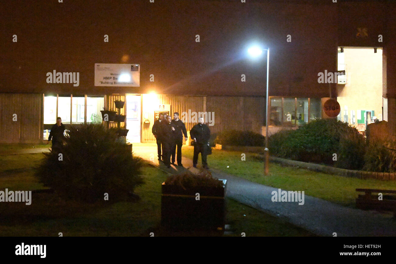 The scene at HMP Swaleside on the Isle of Sheppey in Kent where a ...