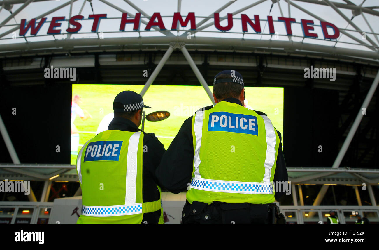 Police presence outside London Stadium Stock Photo - Alamy