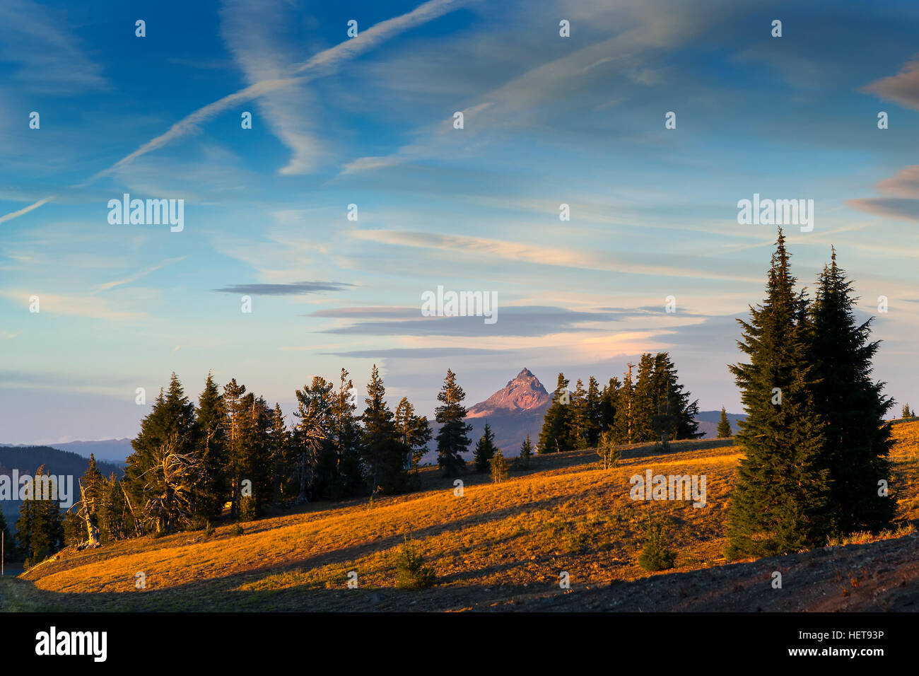 Mount Thielsen, or Big Cowhorn, is an extinct shield volcano in the ...