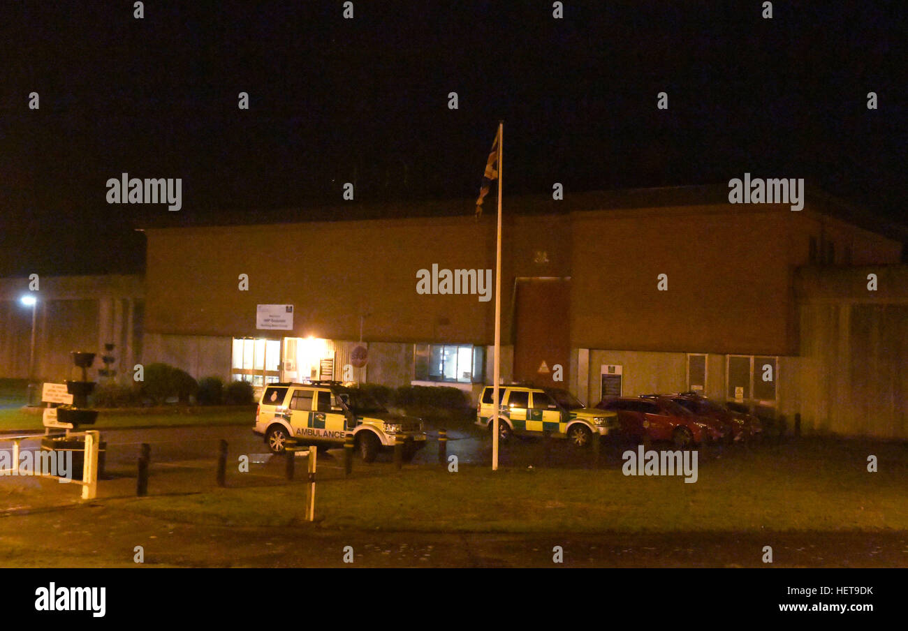 The scene at HMP Swaleside on the Isle of Sheppey in Kent where a ...