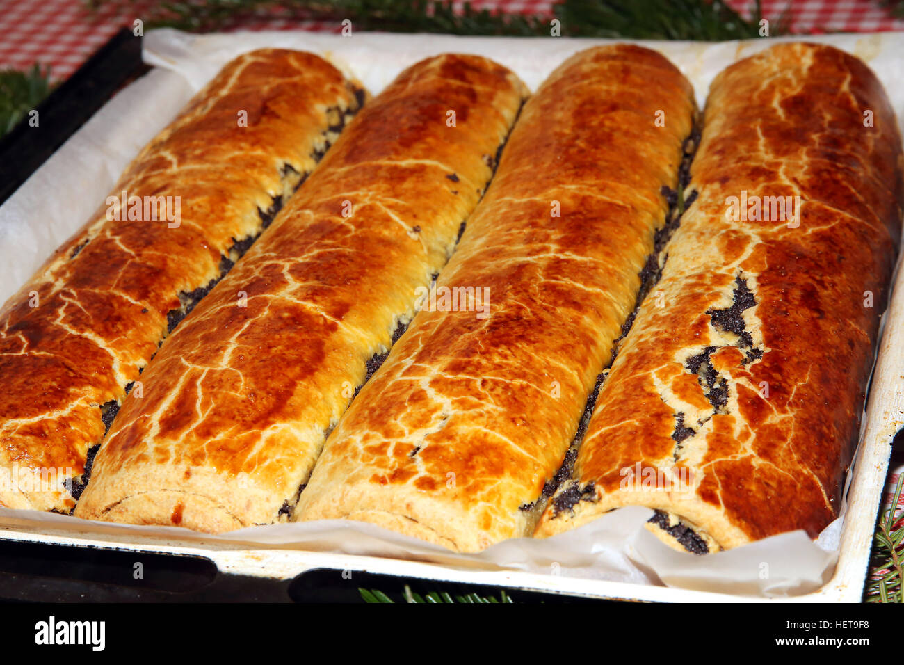 Homemade traditional poppy seed and walnut rolls for christmas holiday ...