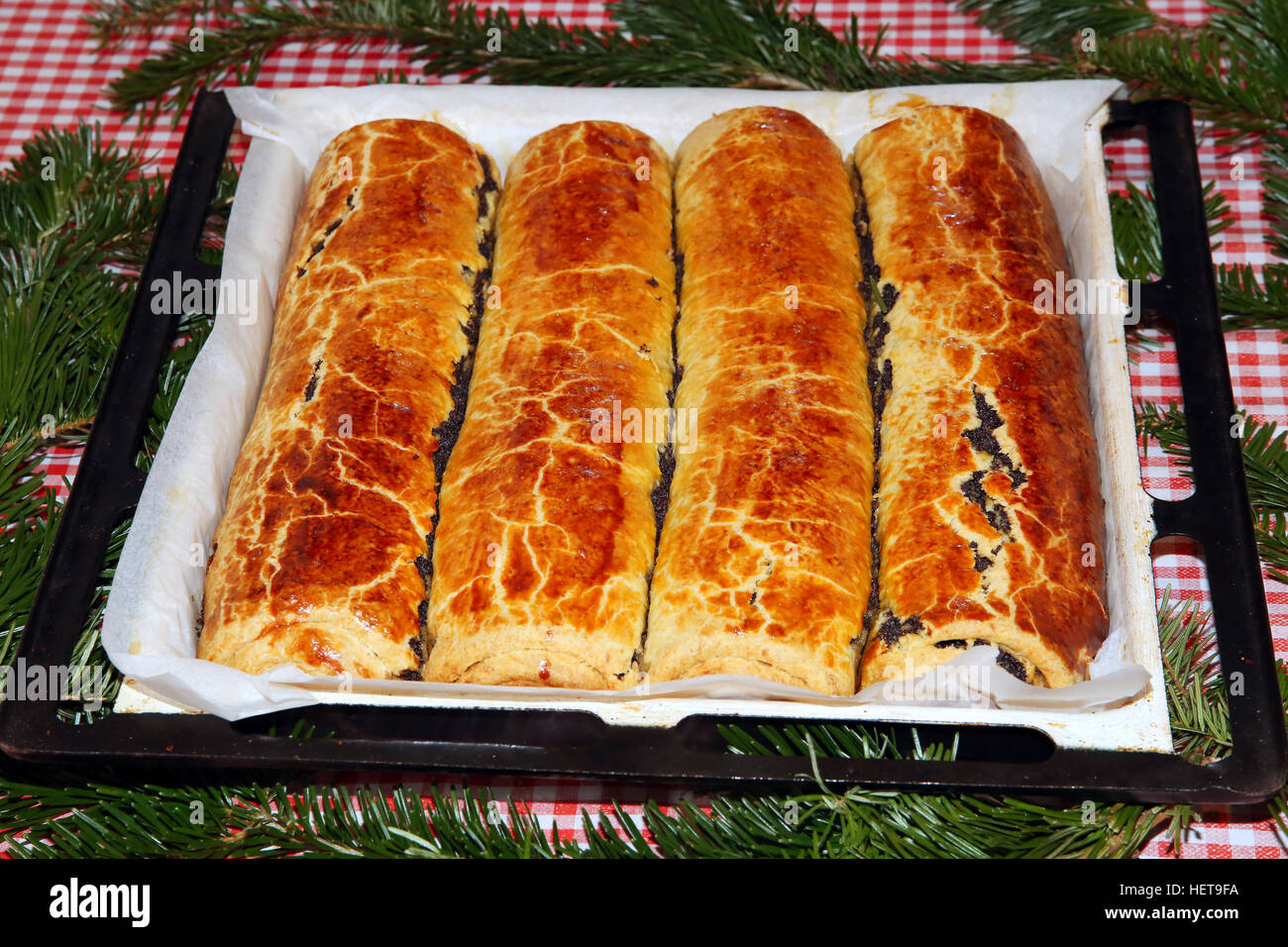 Homemade traditional poppy seed and walnut rolls for christmas holiday ...