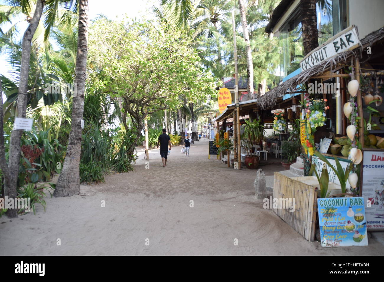 walking street on White Beach on Boracay island, Philippines Stock ...