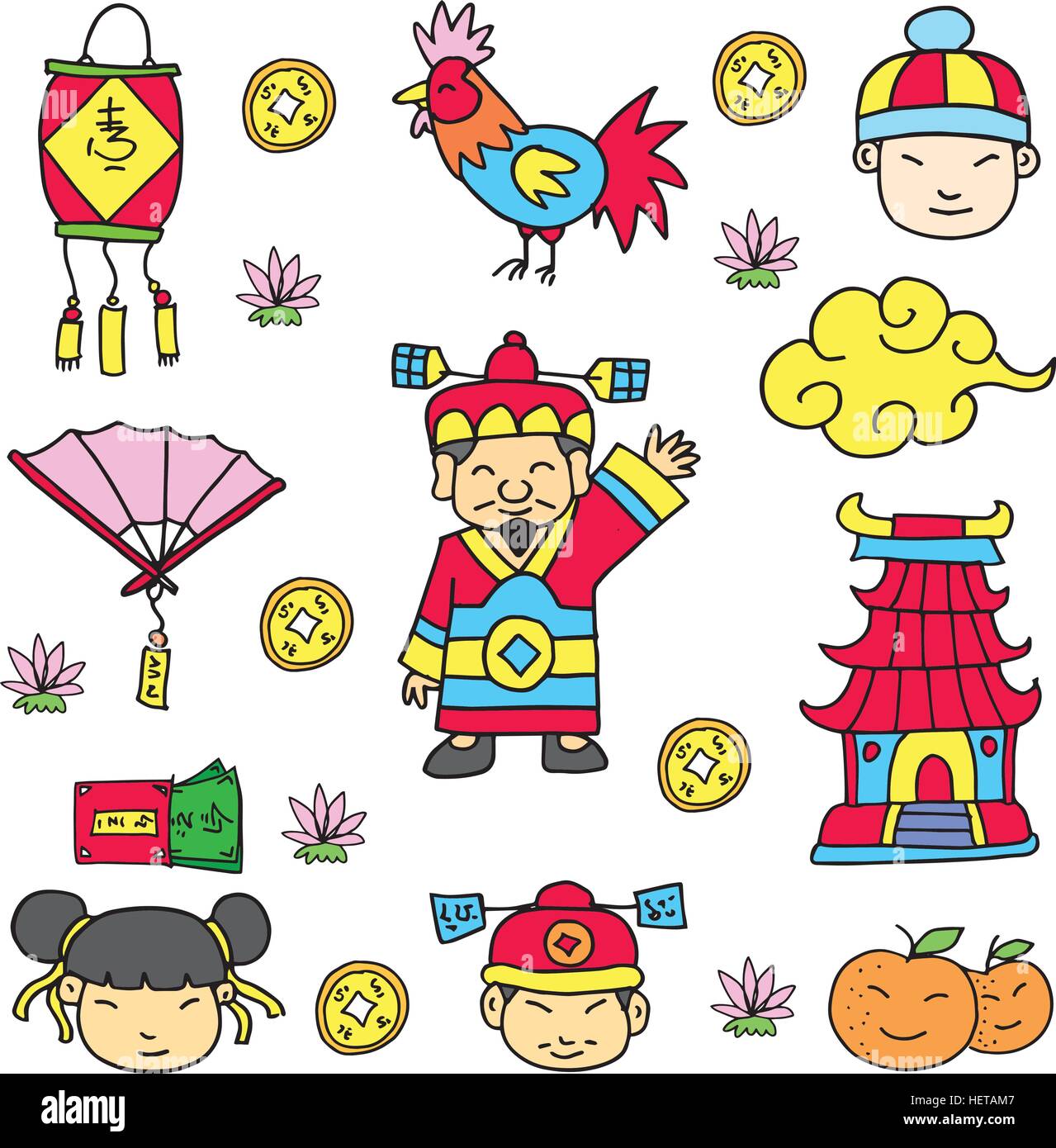 Illustration chinese new year doodles hi-res stock photography and ...
