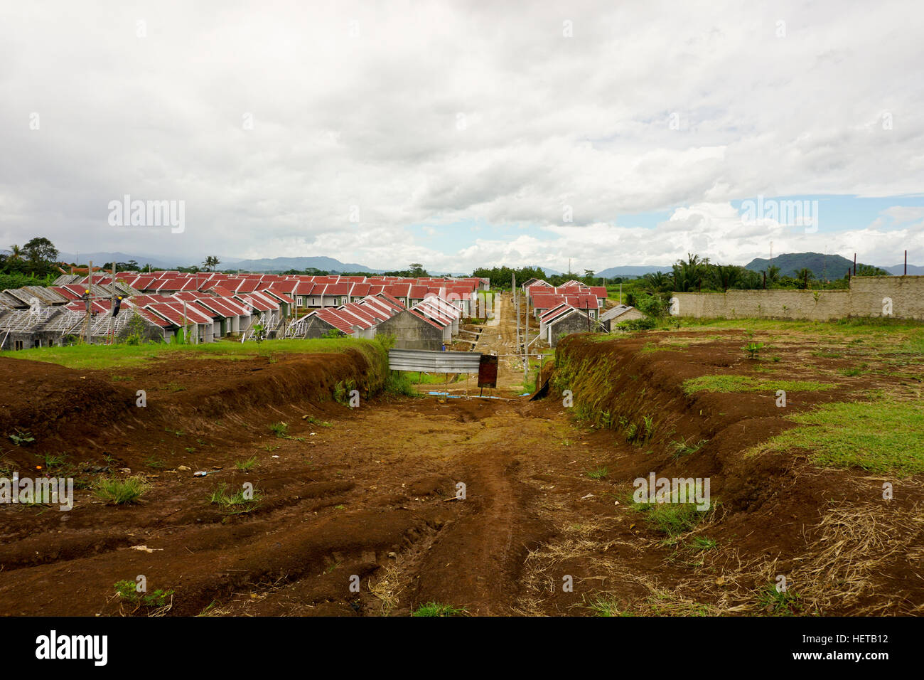 house building construction under development in near mountain in bogor ...