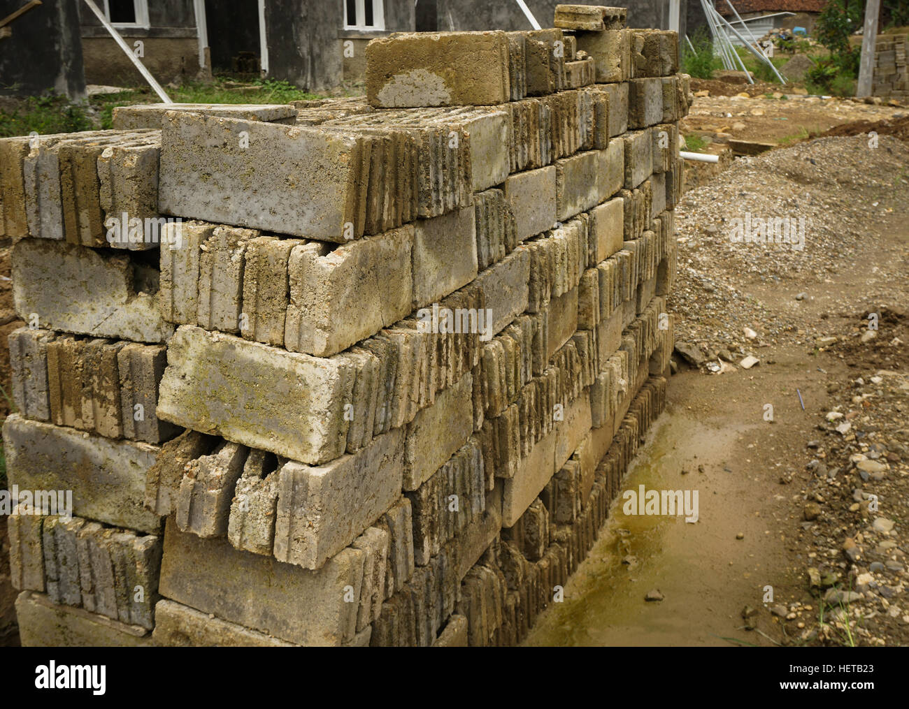 Piles of bricks to start building a house photo taken in Bogor ...