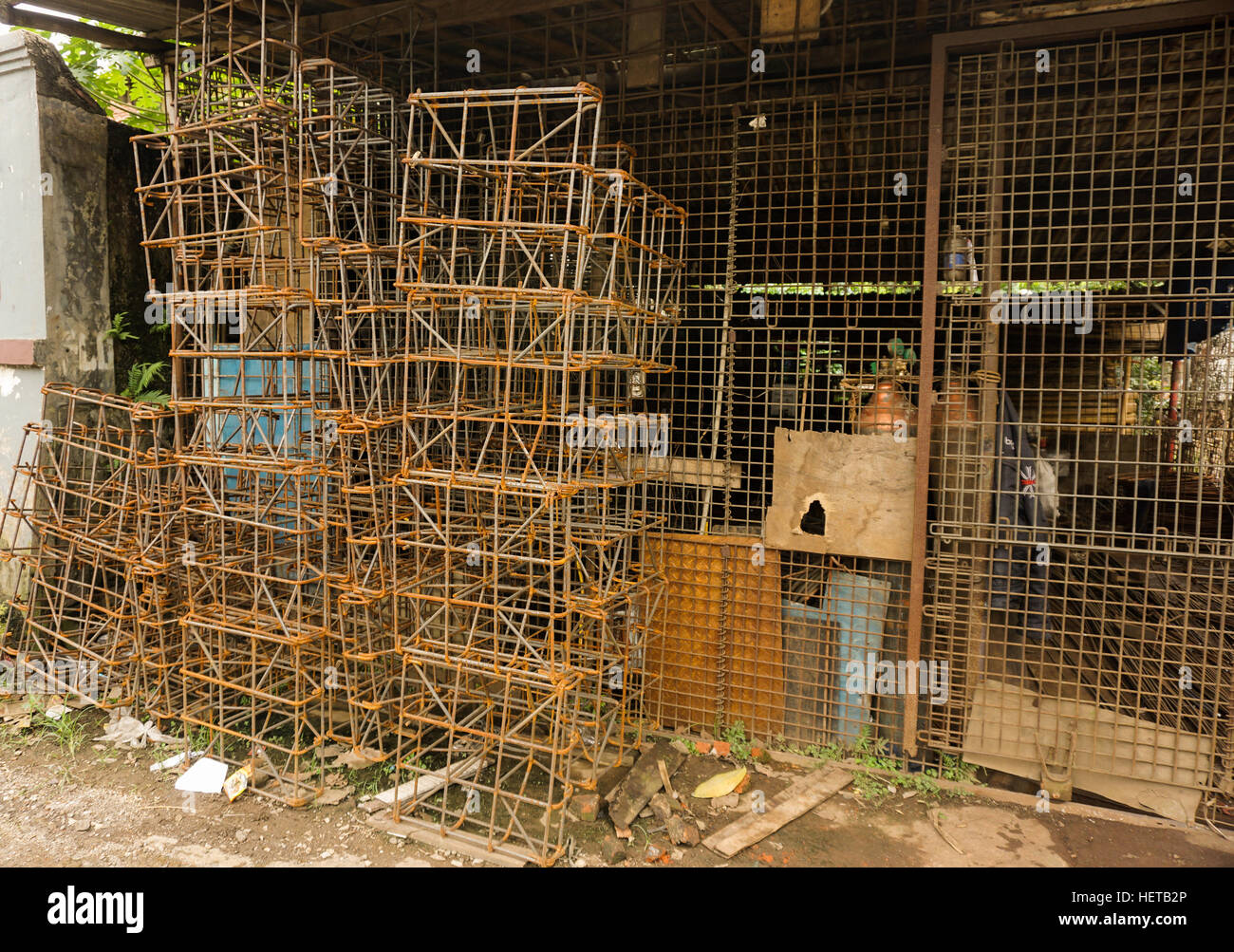 Concrete frame structure made from scrap built in a workshop photo ...