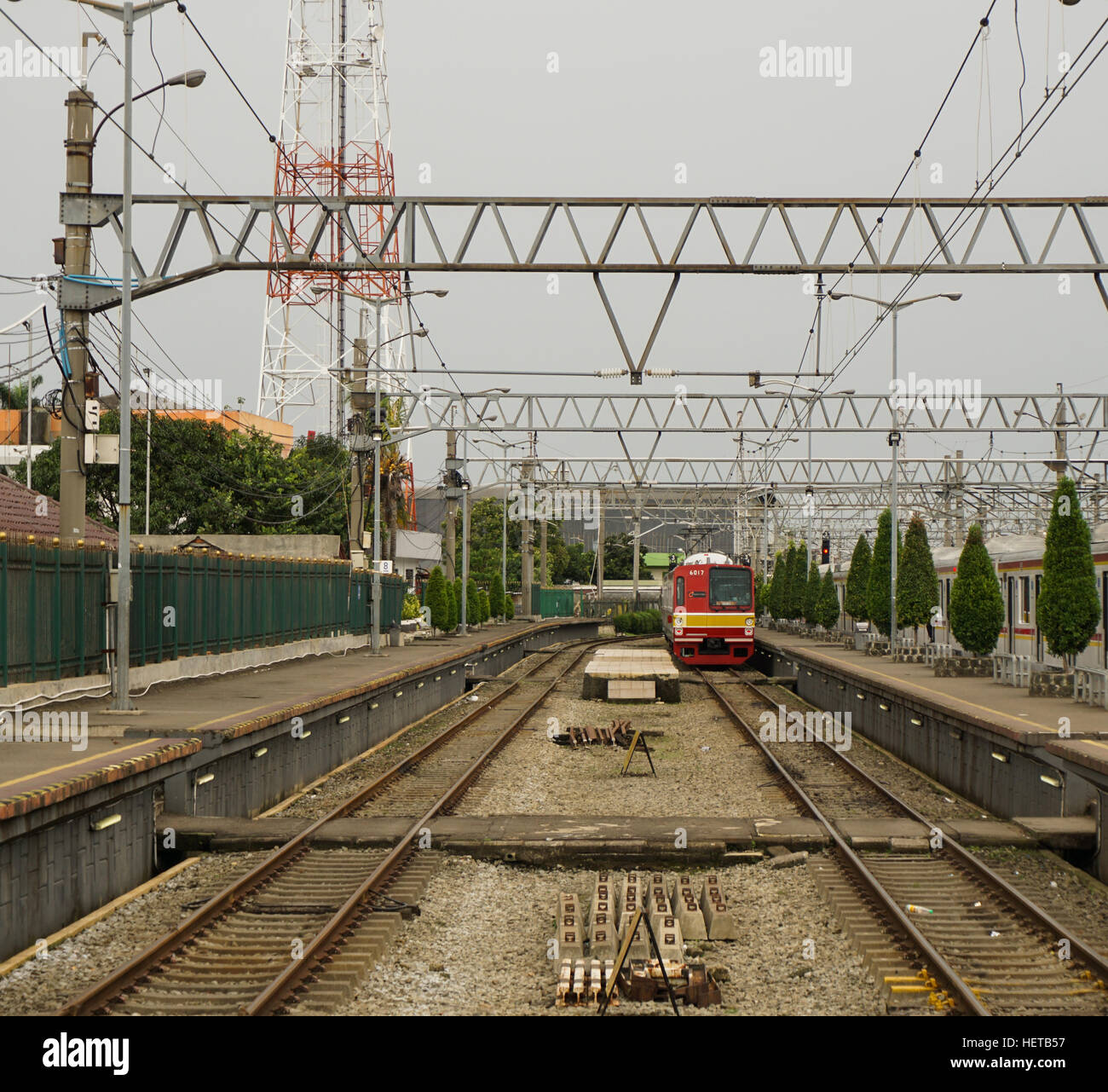 commuter line is entering Bogor station taken in Indonesia Stock Photo ...