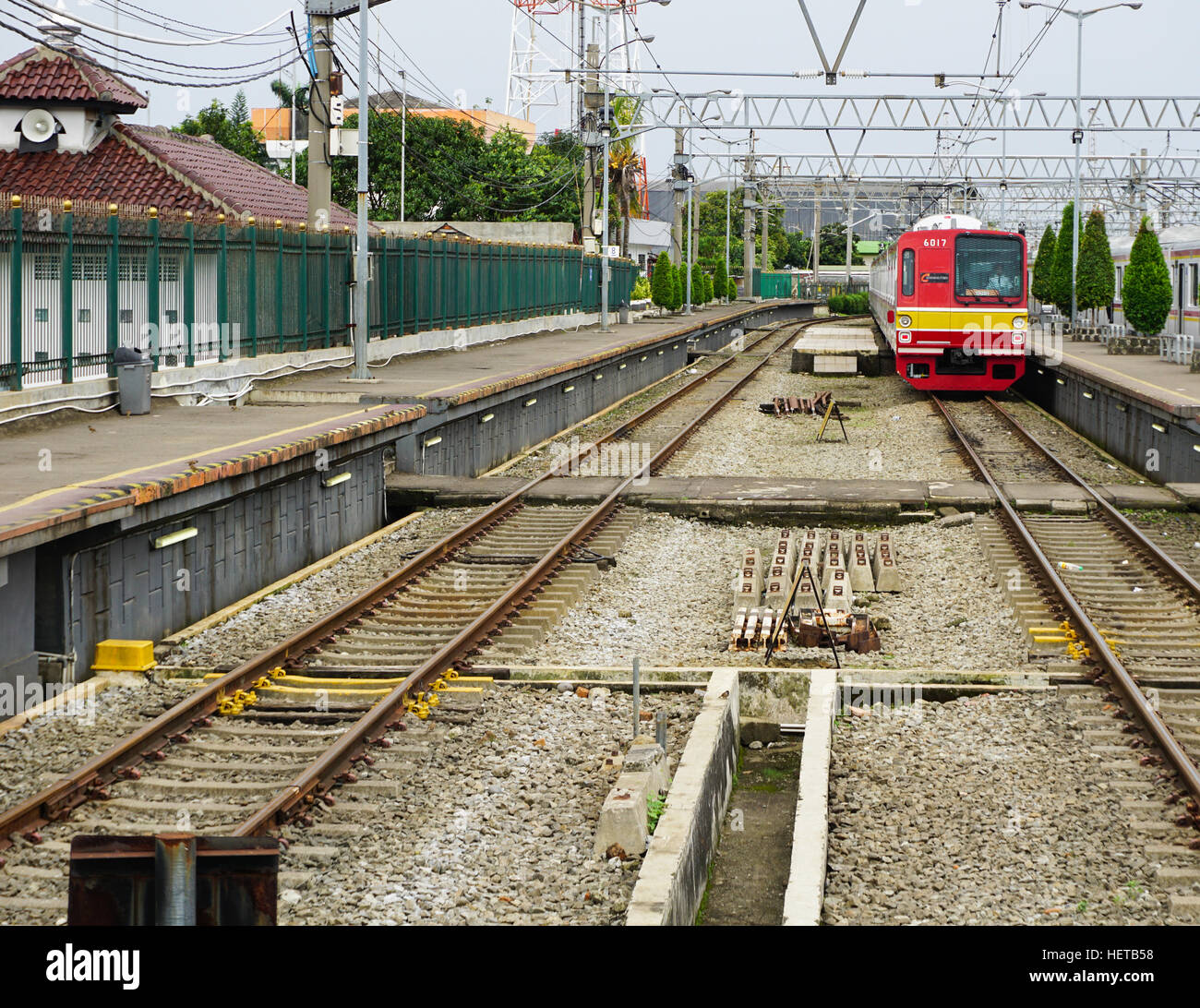 commuter line is entering Bogor station taken in Indonesia Stock Photo ...