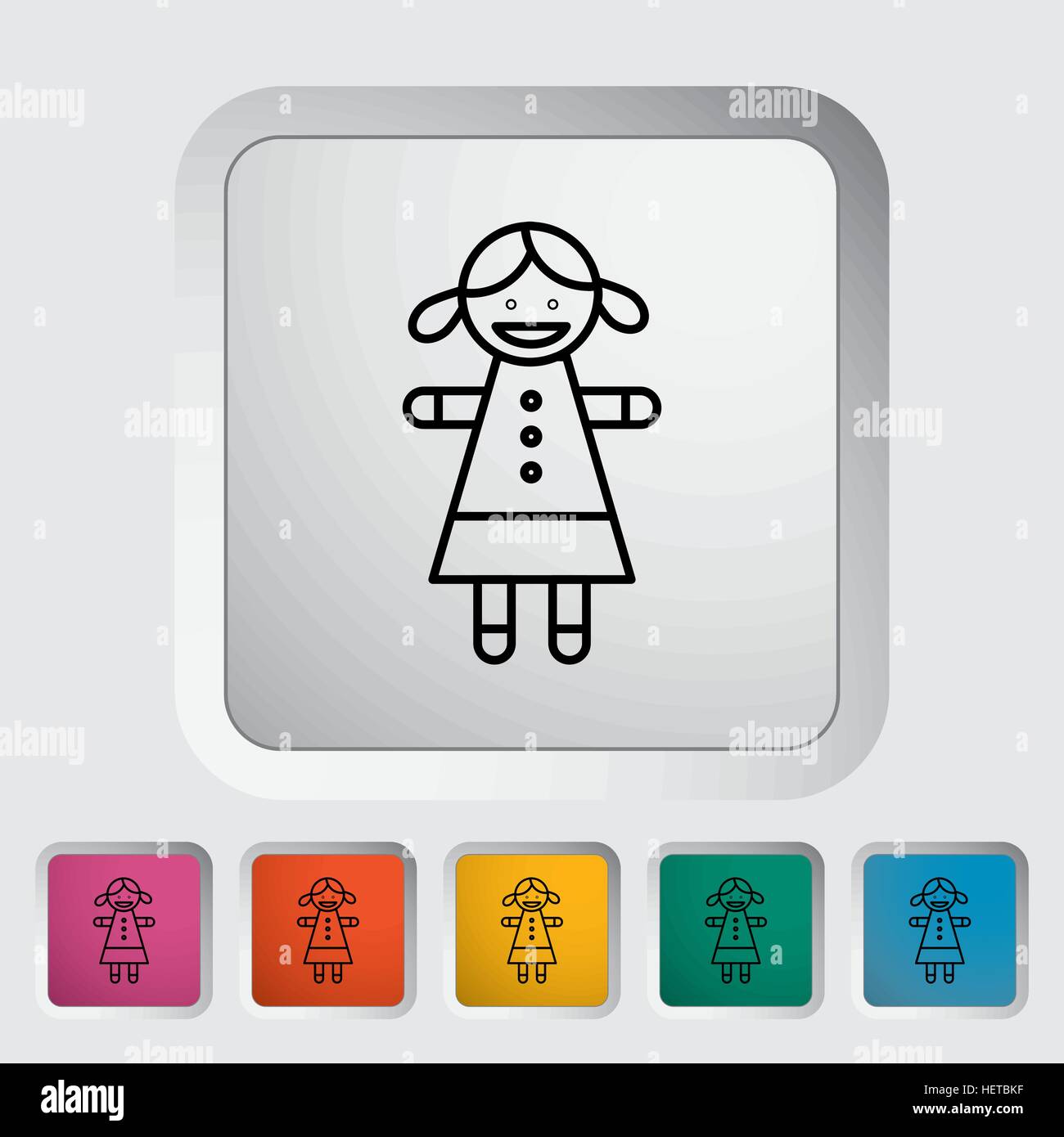 Doll toy thin line flat vector related icon set for web and mobile ...