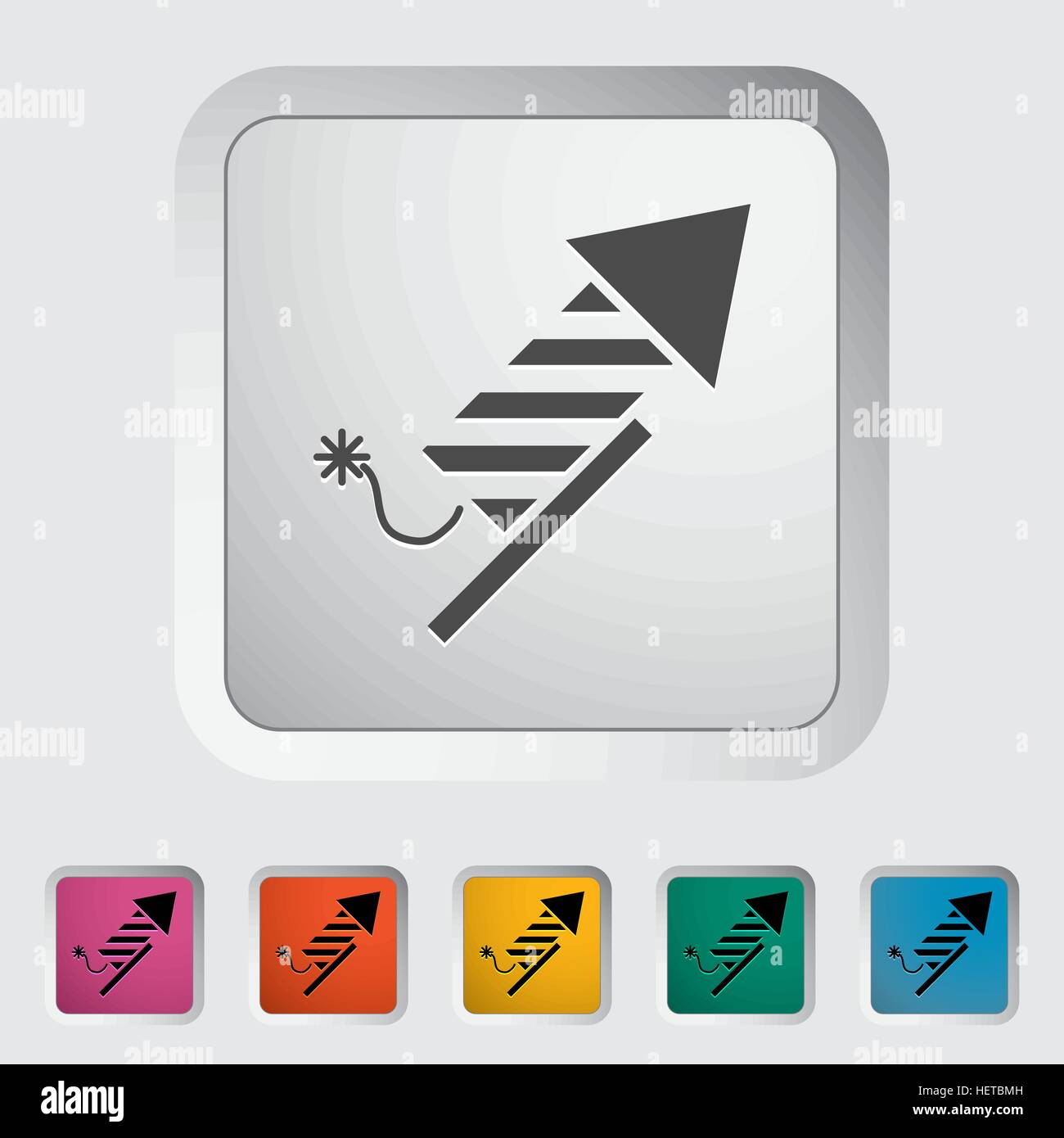 Firework. Single flat icon on the button. Vector illustration Stock ...