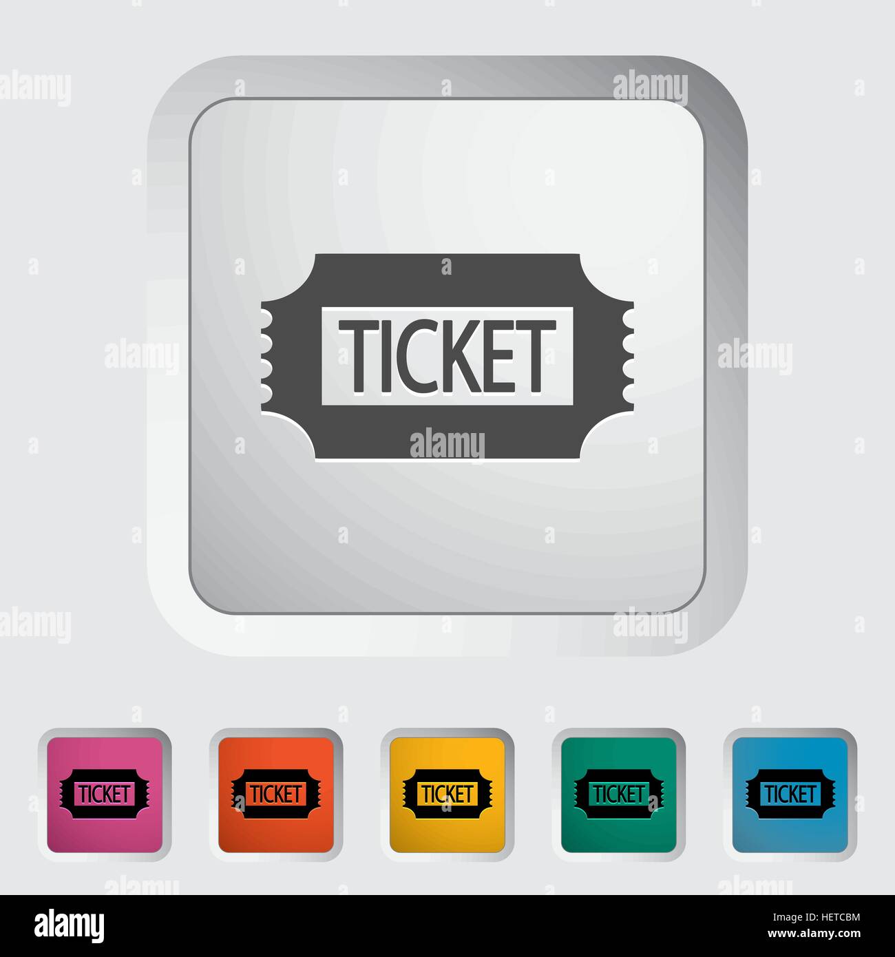 Ticket. Single flat icon on the button. Vector illustration Stock ...