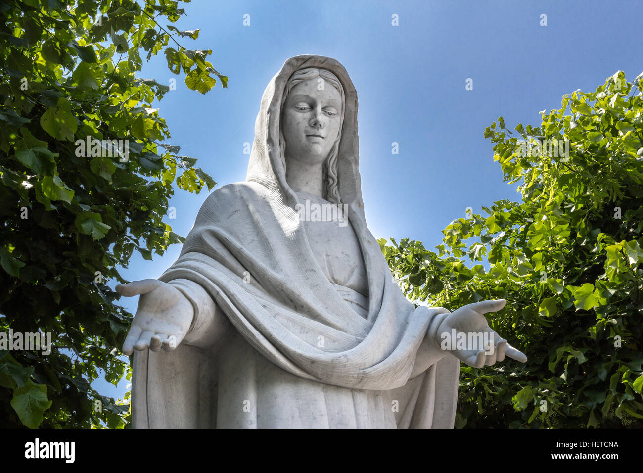 Statue of the Blessed Virgin Mary among trees Stock Photo - Alamy