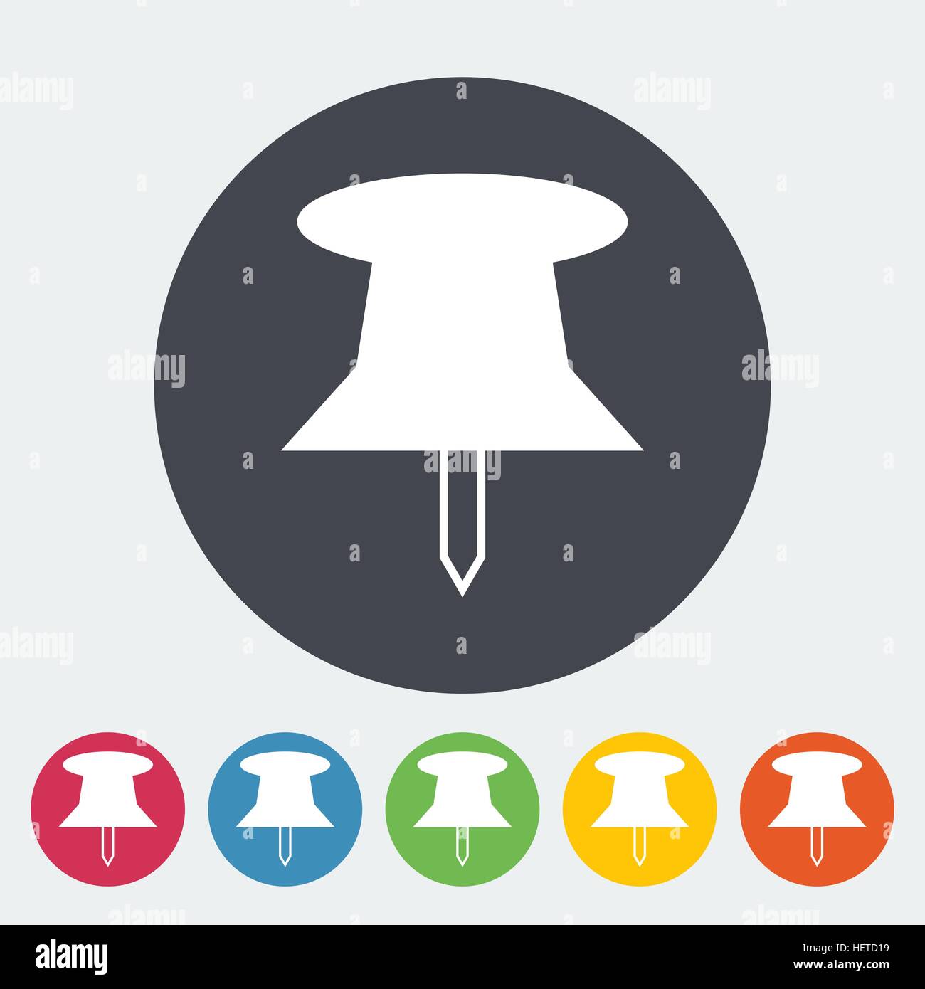 Push pin. Single flat icon on the circle. Vector illustration Stock ...