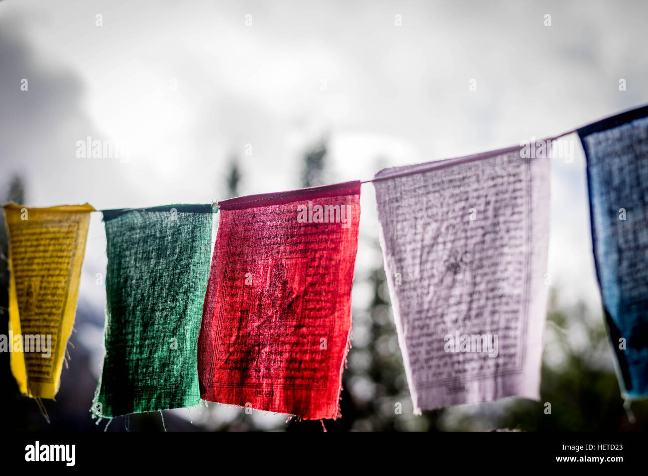random flags while hiking lake louise Stock Photo - Alamy